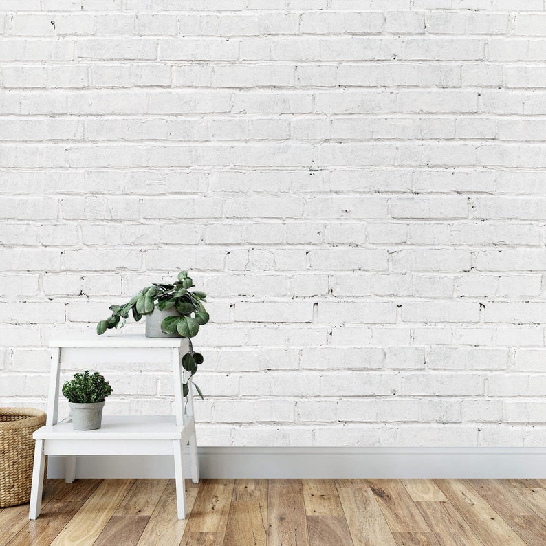 White Brick Removable Wallpaper Self Adhesive White Wallpaper Peel and ...