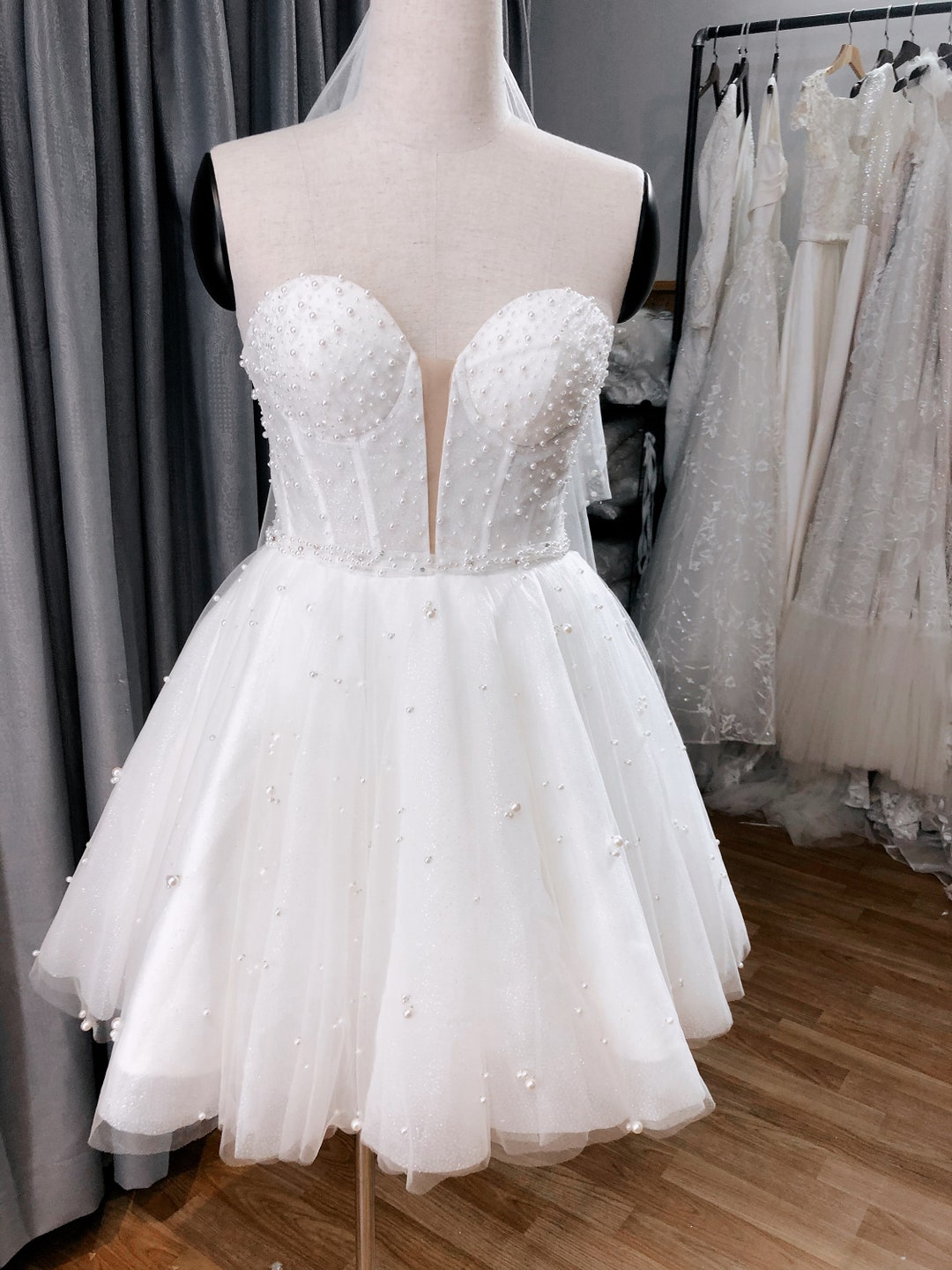 Sparkle Mini Wedding Dress - Bridal Short Dreess With Corset Bodice ...