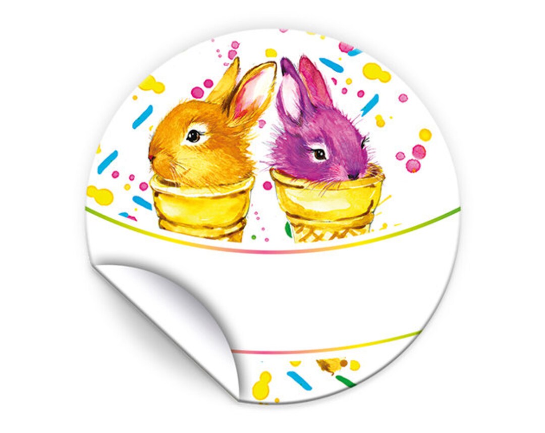 Sticker Rabbit Labels for Gift Wrapping, 4 Cm/round set of 12, 16, 24 ...