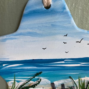 Hand Painted Pebble Art Star Shaped Ceramic Plaque of Beach Scene With ...