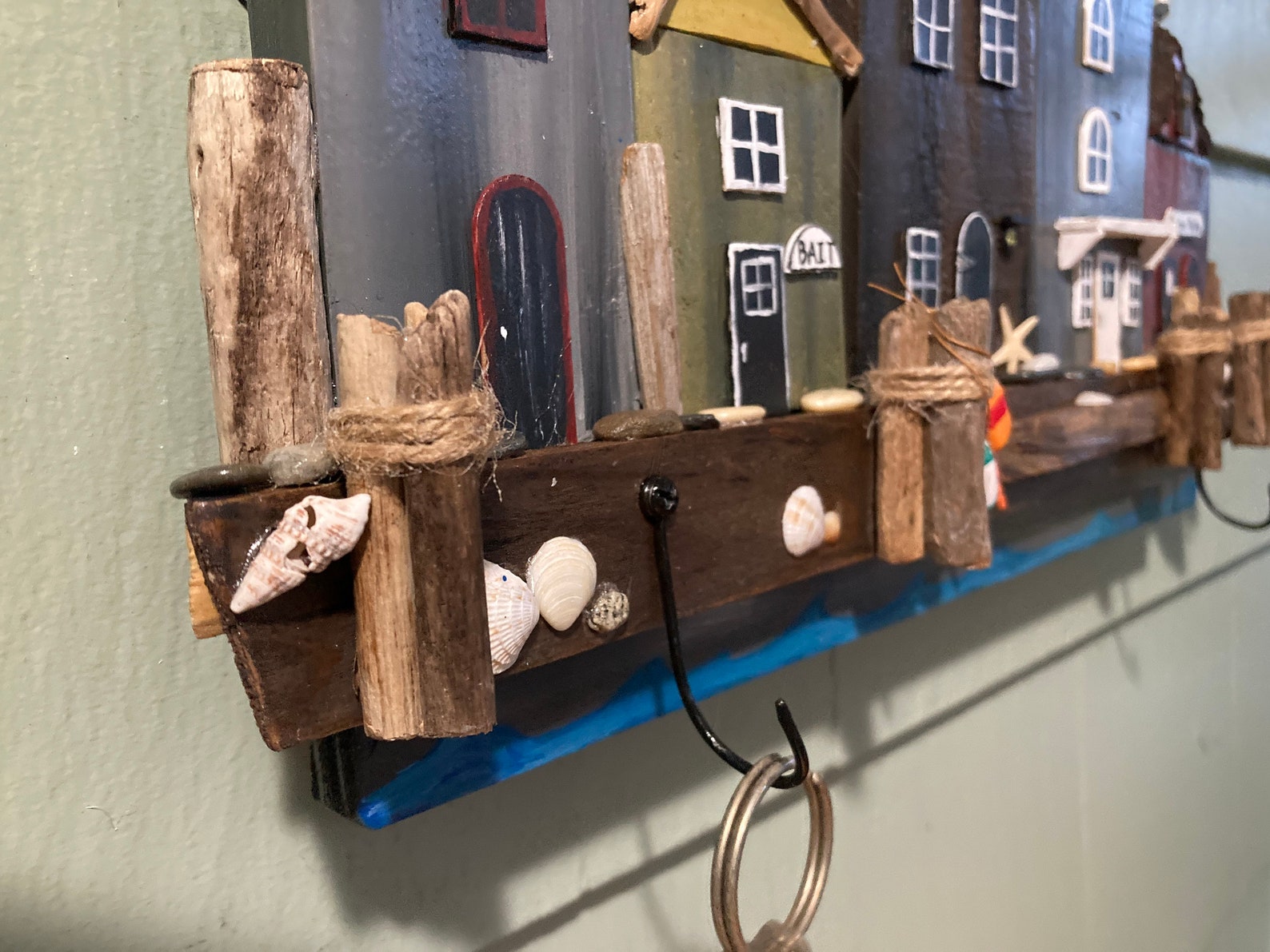 Seaside Village Wall Plaque Constructed of Recycled Wood and Driftwood ...
