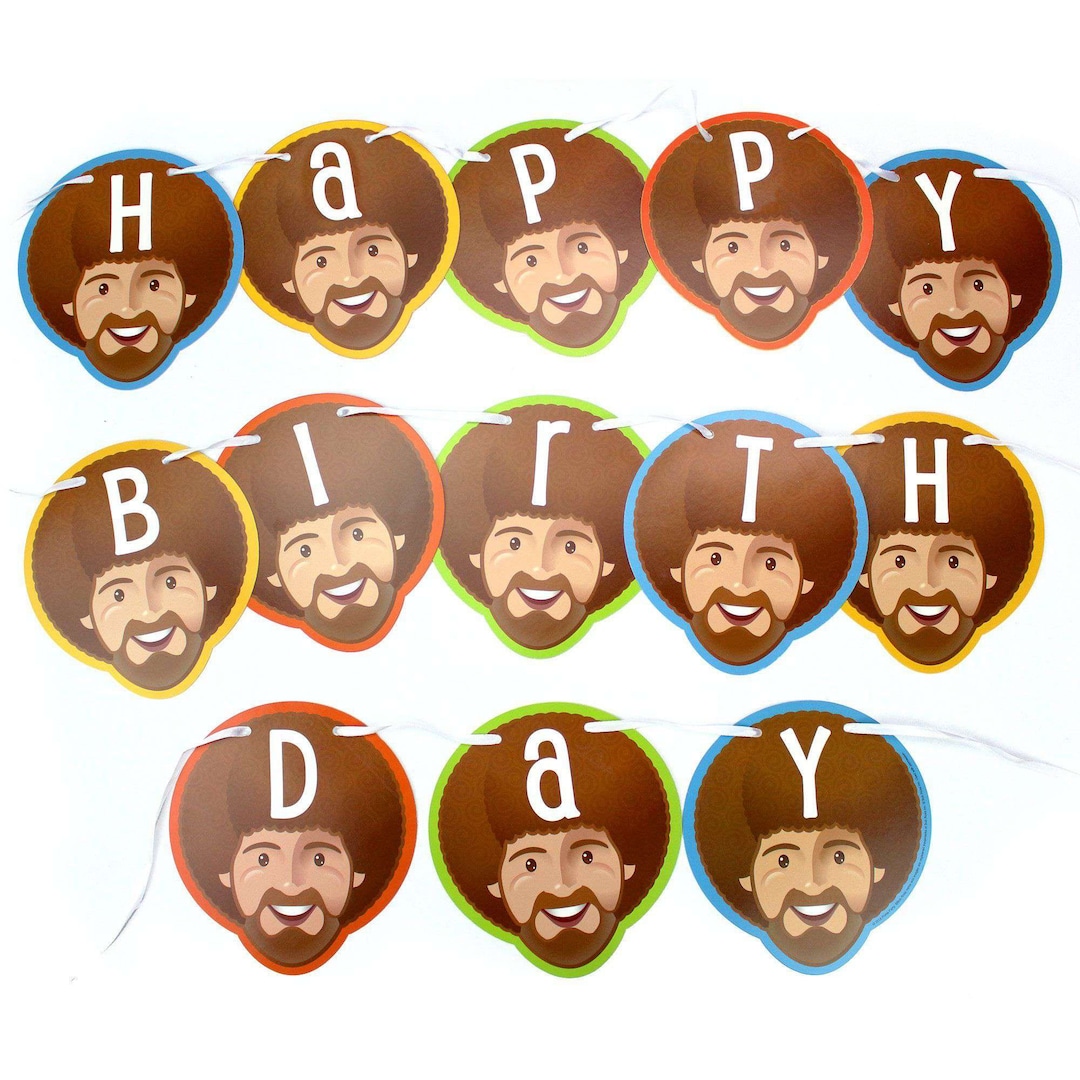 Bob Ross and Friends Birthday Banner Sign – for Kids Art Party ...