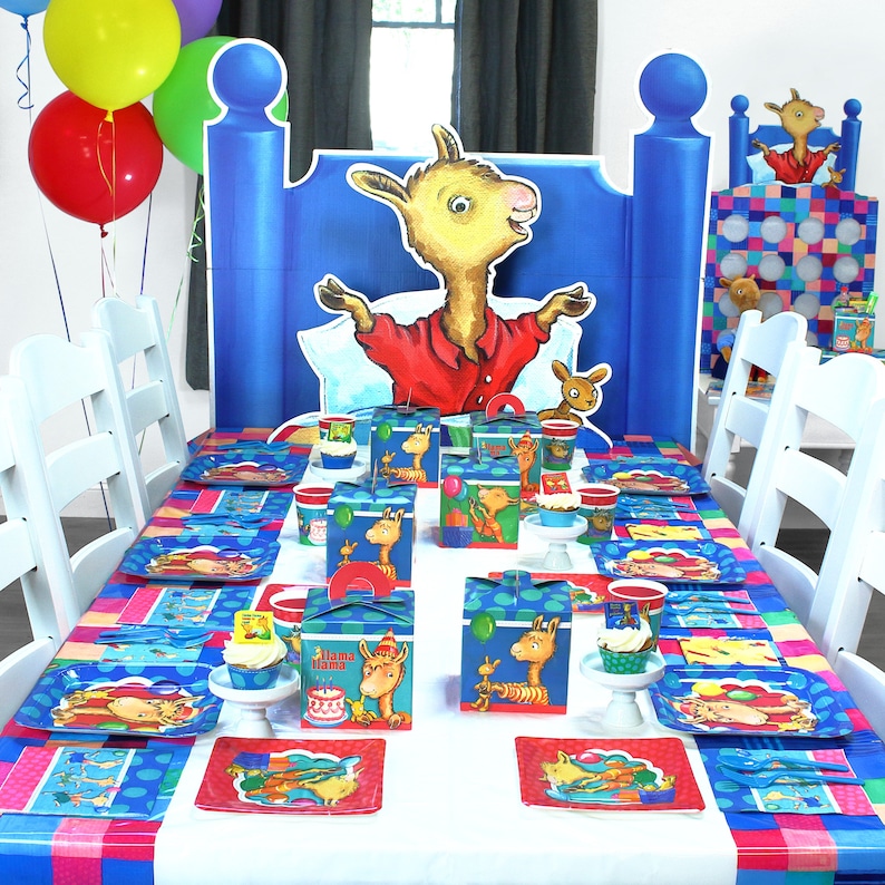 Llama Llama Bed Table Decor Set –includes Blue Cardboard Headboard ...