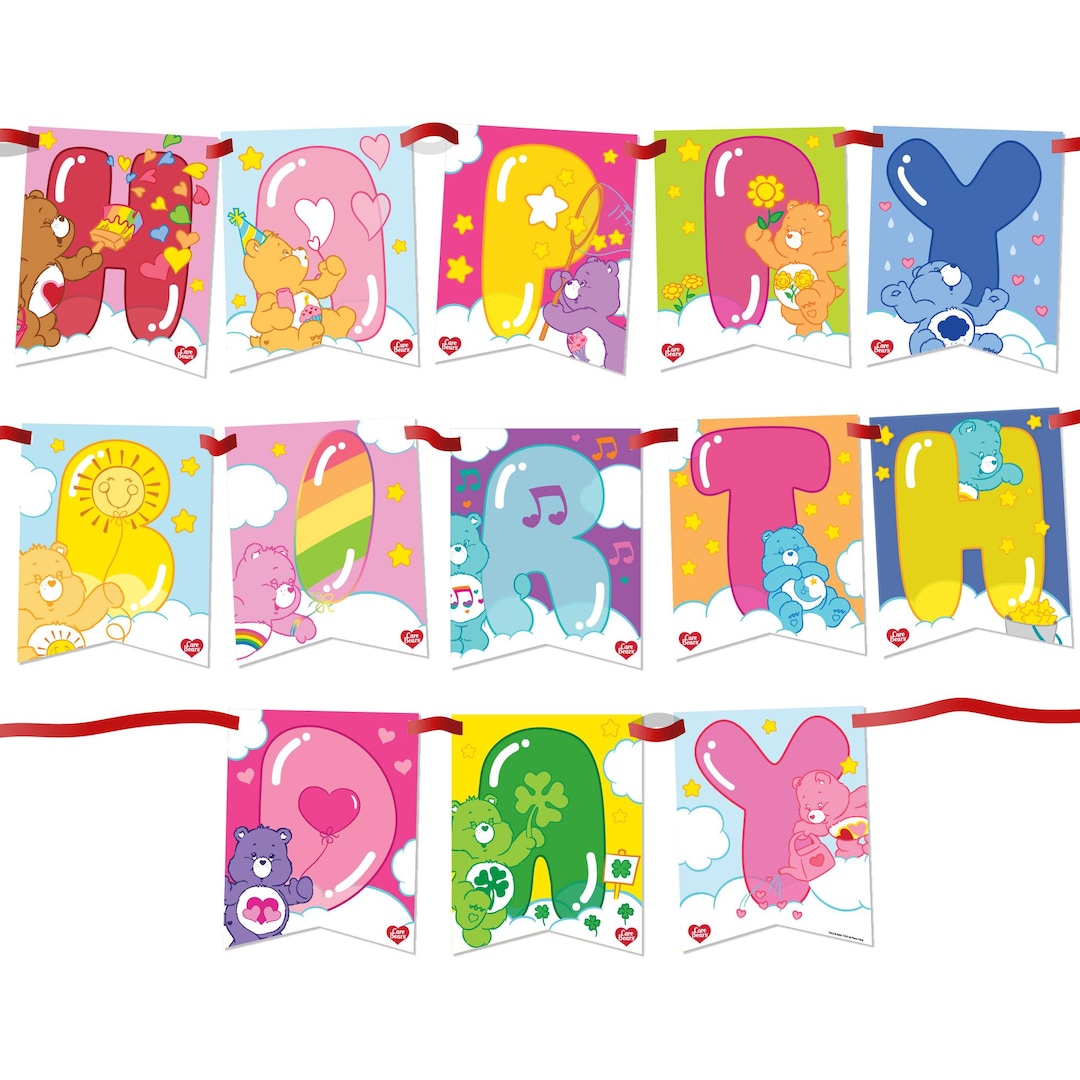 Care Bears Jointed Birthday Banner - Colorful Decoration - Perfect for ...