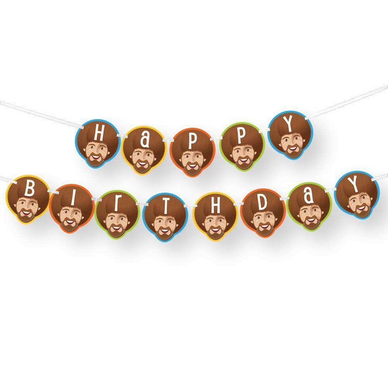 Bob Ross and Friends Birthday Banner Sign – for Kids Art Party ...