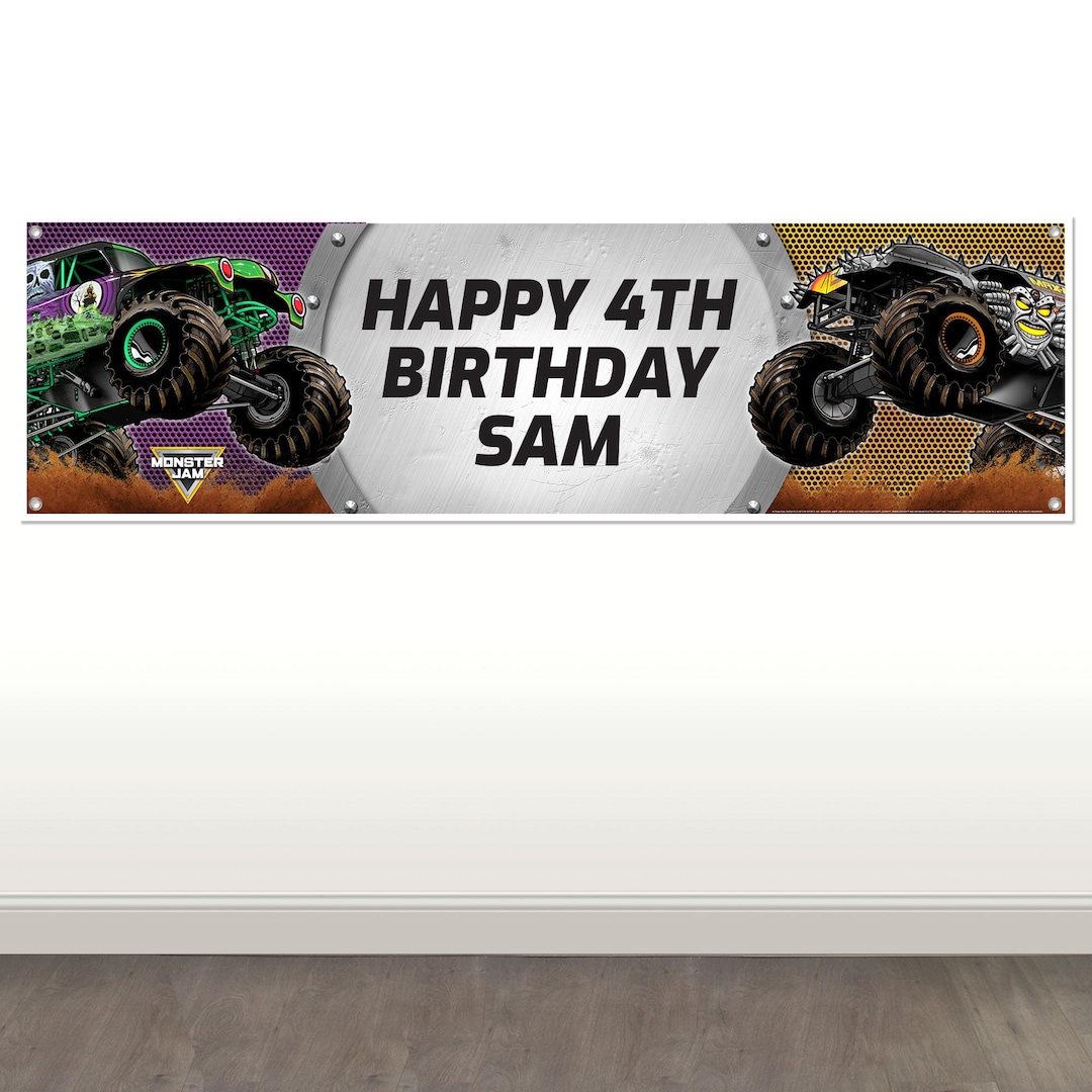 Monster Jam Personalized Banner, Grommeted Corners, Great for Birthdays ...