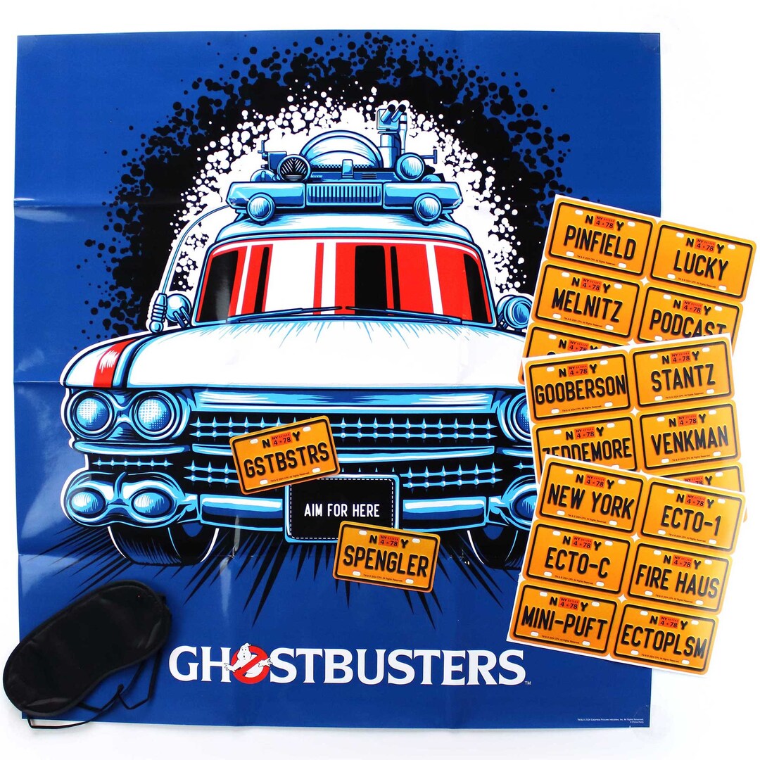 Ghostbusters Party Game - Pin-the-license Plate on the Ecto-1 | Fun for ...
