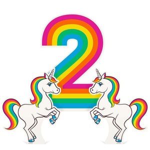Rainbow Unicorn 12" Tabletop Number Centerpiece (3-piece Set) – 1st ...
