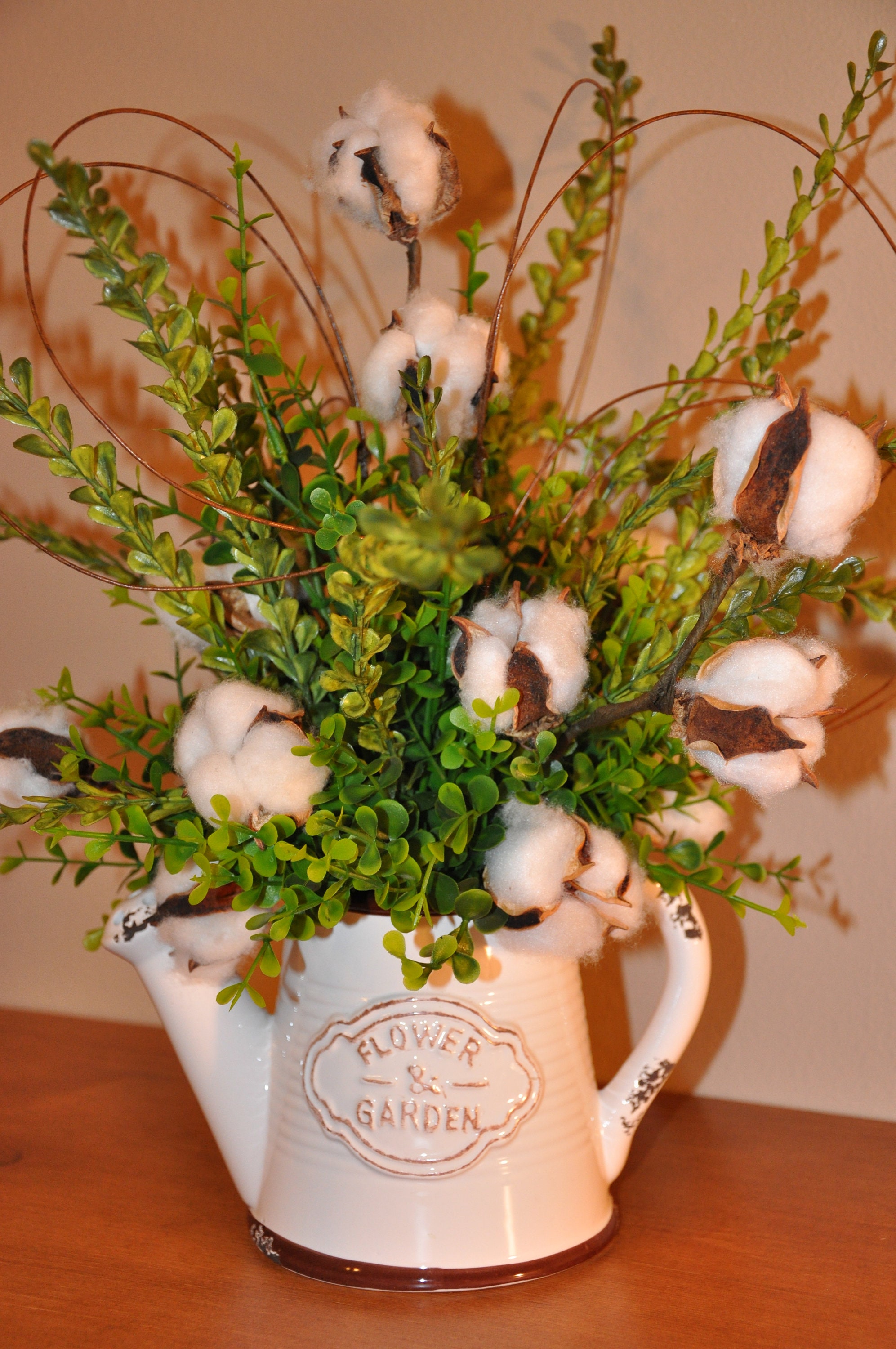 Small Cotton Arrangement Cotton Centerpiece Farmhouse | Etsy