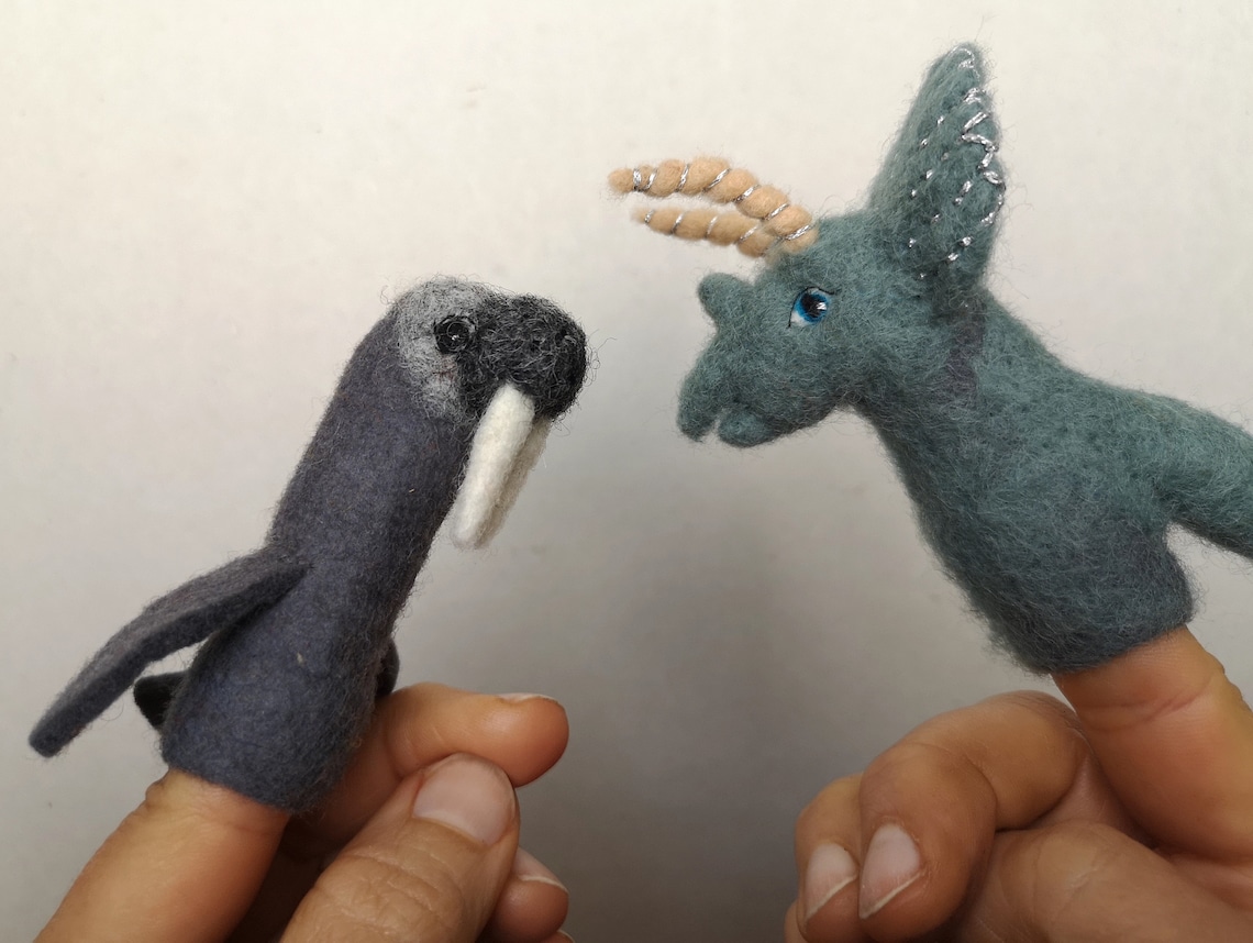 Finger Puppet Grey Walrus - Etsy