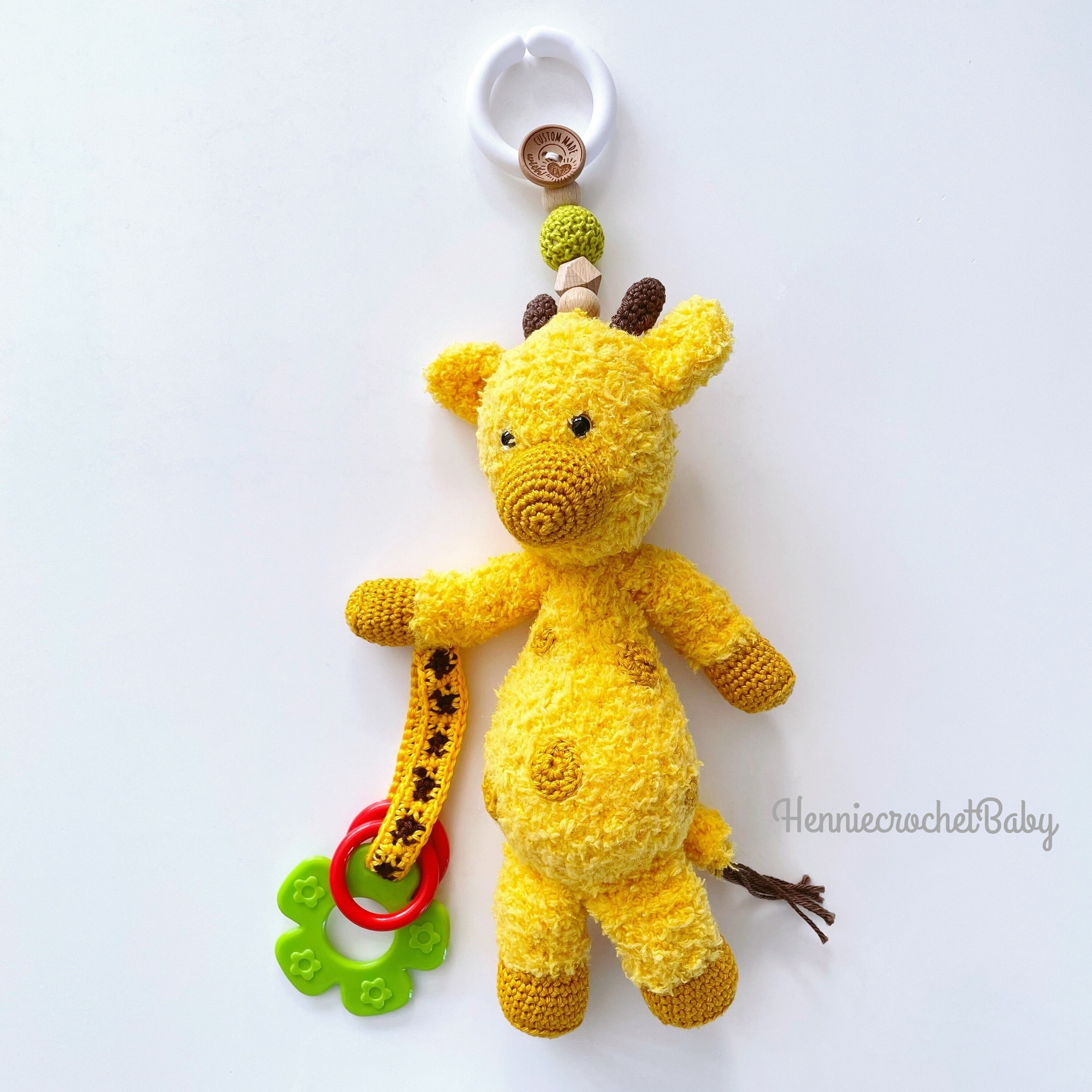 Crocheted Giraffe Baby Stroller Hanger With Rattle Baby - Etsy