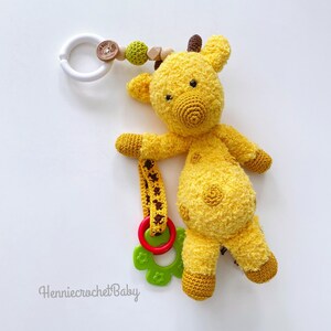 Crocheted Giraffe Baby Stroller Hanger With Rattle, Baby Cuddly Toy ...