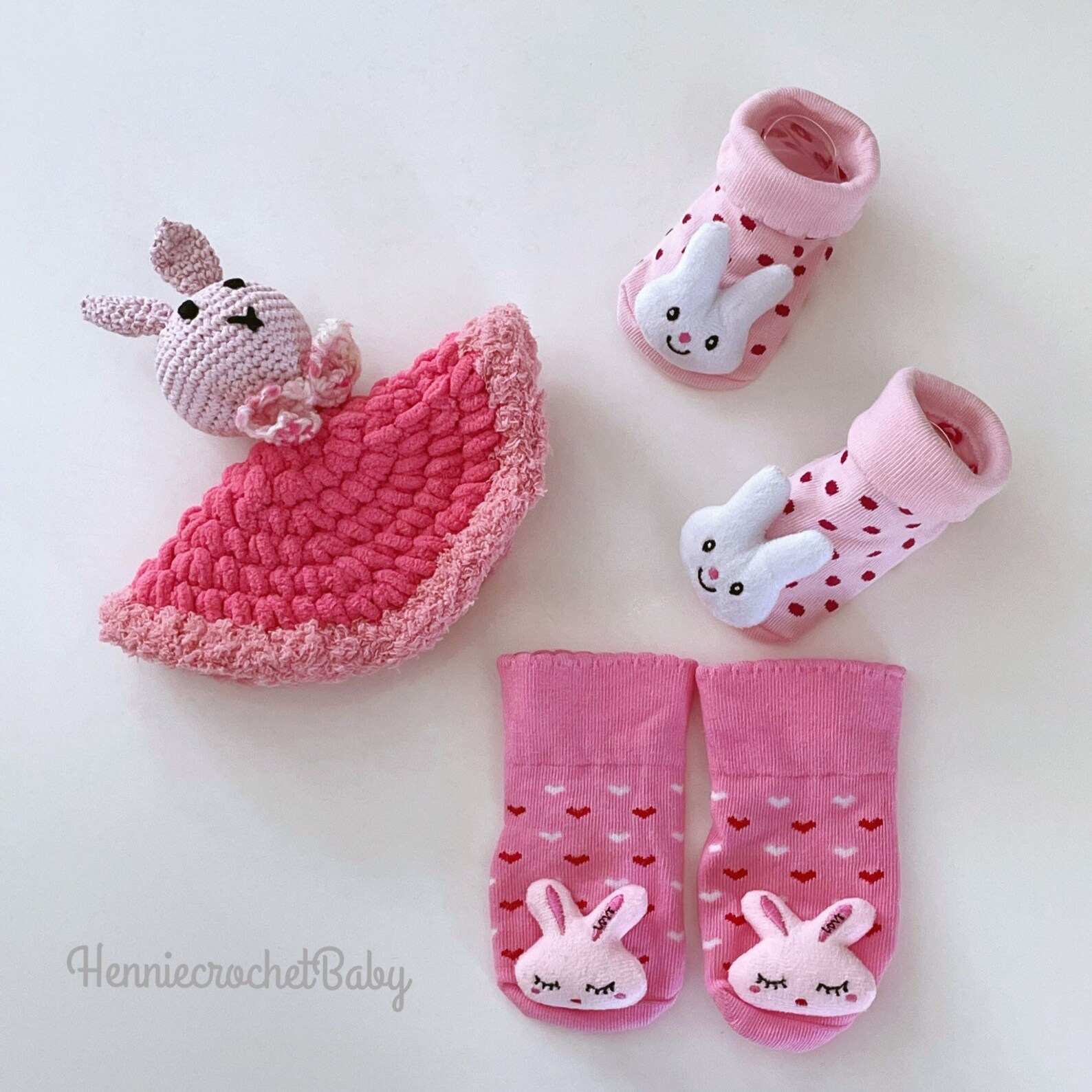 BABY GIFT SET ", Crochet Cuddly Bunny, 3D Baby Socks, Cuddly Cloth - Etsy