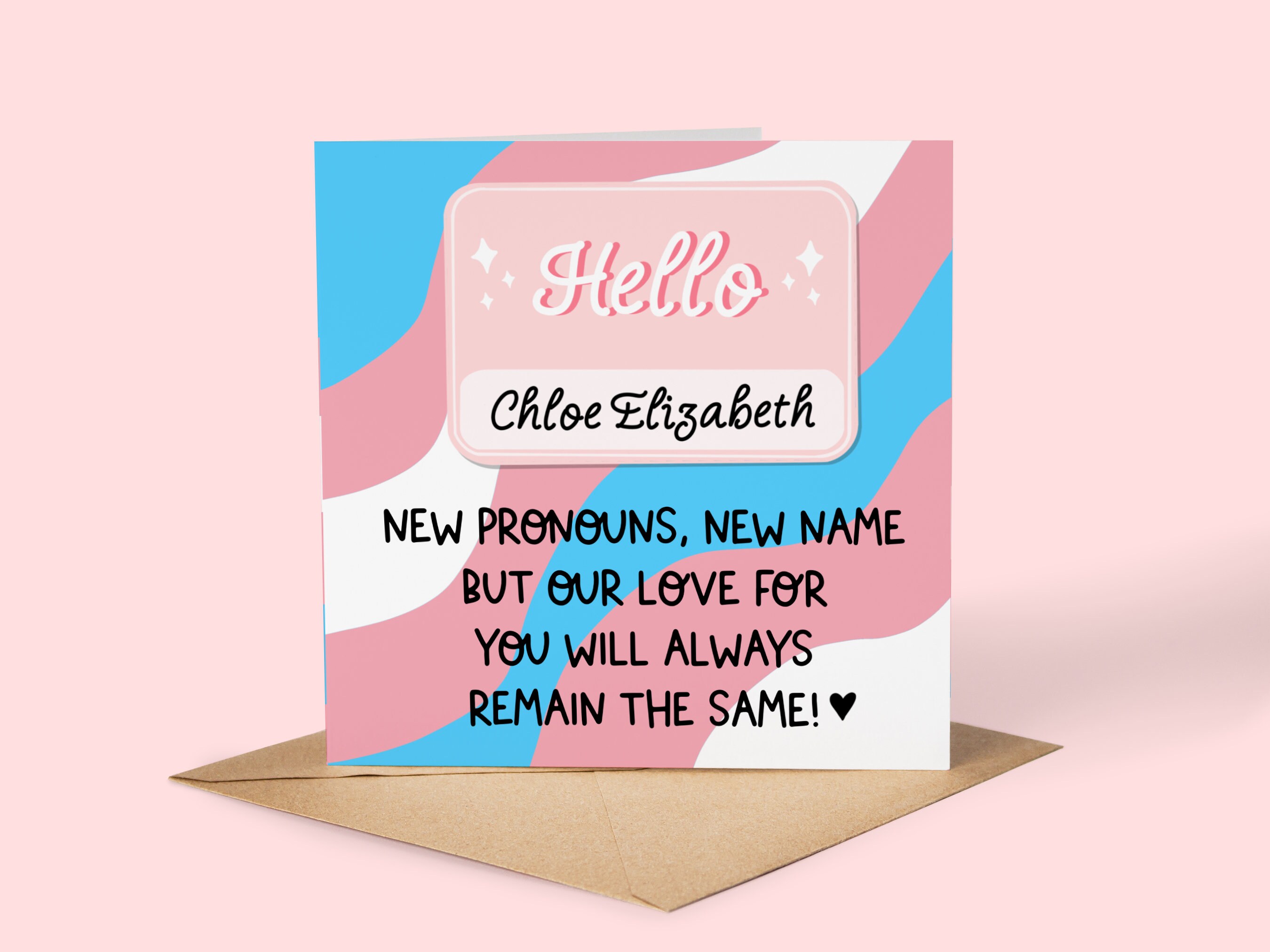 Trans Name Change Card | New Pronouns, New Name Card | LGBTQ Pride ...