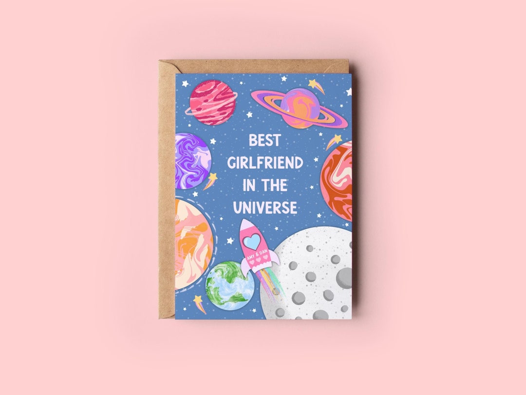 Personalised Best Girlfriend in the Universe Valentine's Day Card ...
