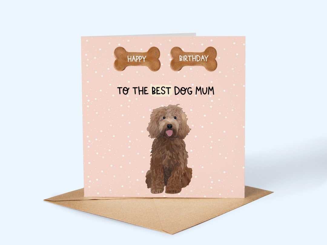 Personalised Cockapoo Happy Birthday Card, From the Dog, to Dog Mum - Etsy