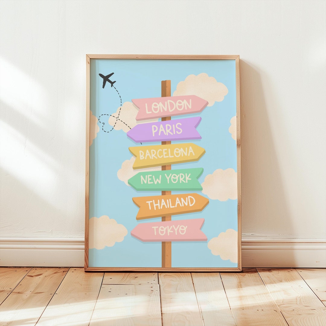 Personalised Travel Signpost Art Print: Custom Destination Wall Art - Etsy