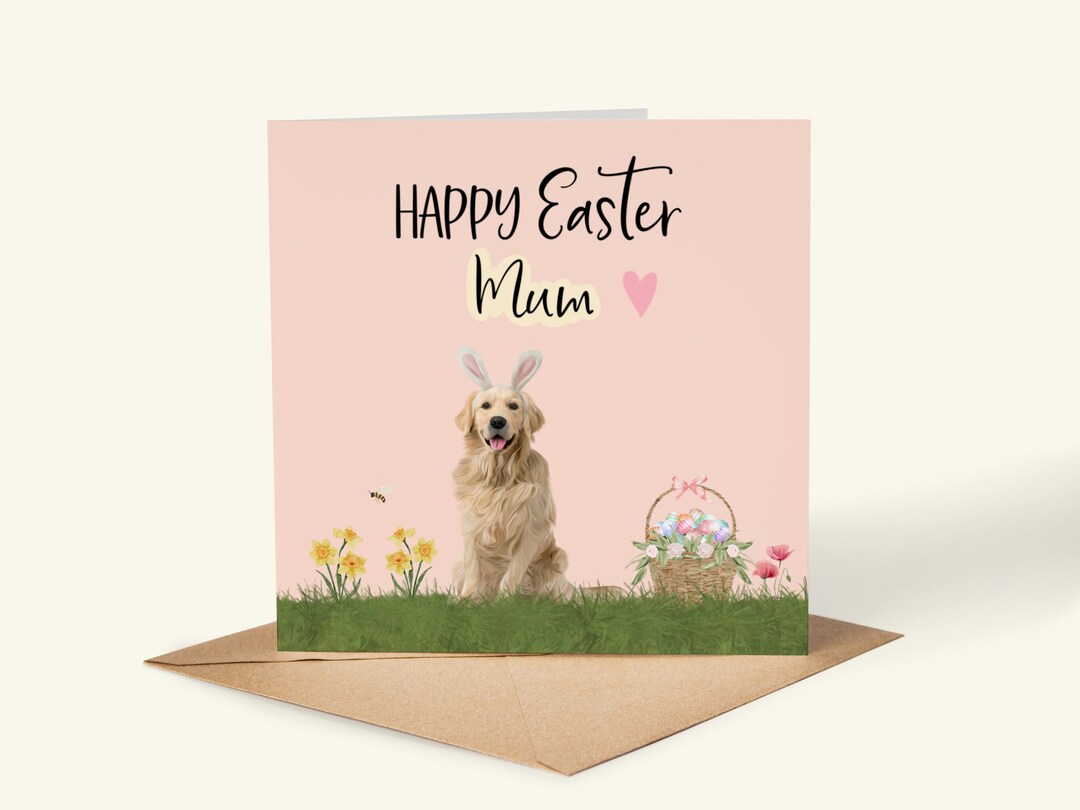 Personalised Golden Retriever Happy Easter Card Card From the Dog Dog ...