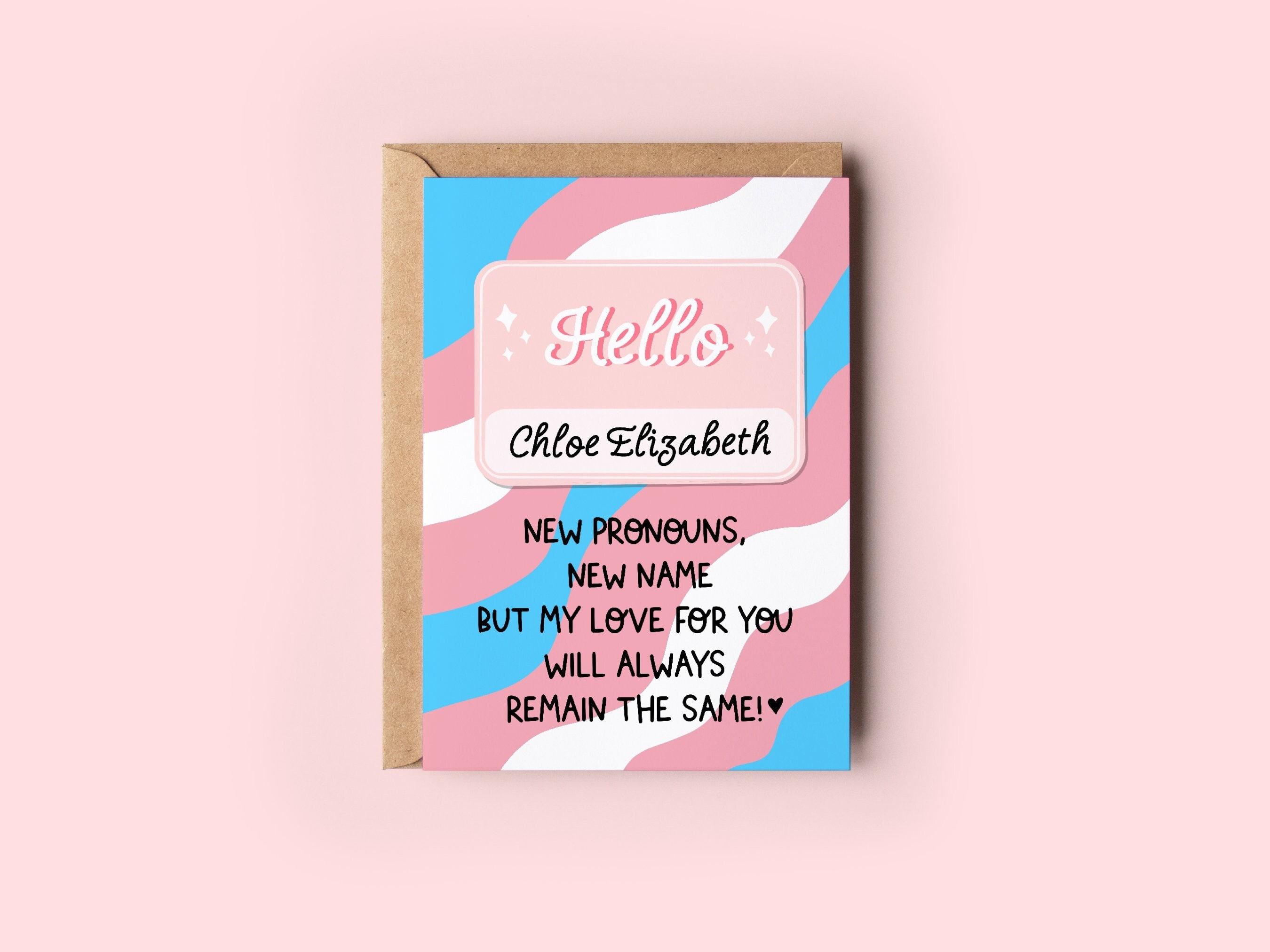 Trans Name Change Card | New Pronouns, New Name Card | LGBTQ Pride ...