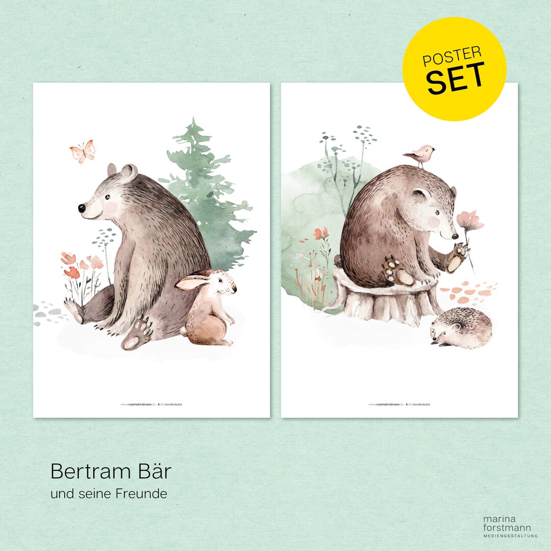 Poster-Set Bertram Bär & seine Freunde - Etsy.de