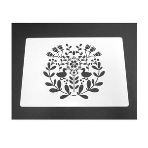 Folk Art Duck Stencil Reusable Motif Size 6.49"x6.88" 16,5x17,5cm ...