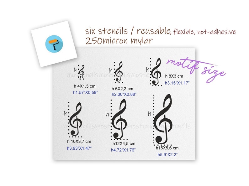 Music Treble Clef | Six Stencils Reusable - Etsy