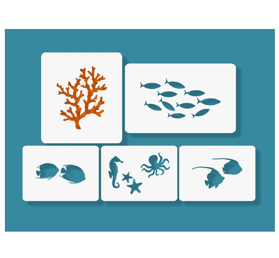 Underwater Fish Sea Life No02 Stencil 5pack Reusable - Etsy