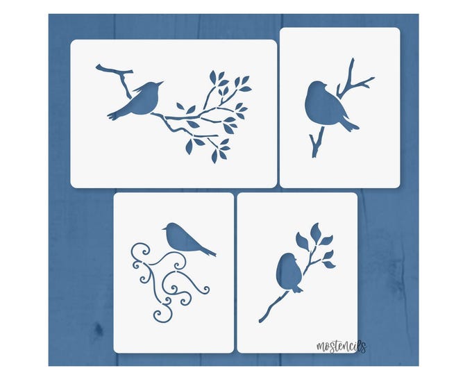 Budgies Border Stencil Birds on Wire Stencil Bird Stencils Nursery ...