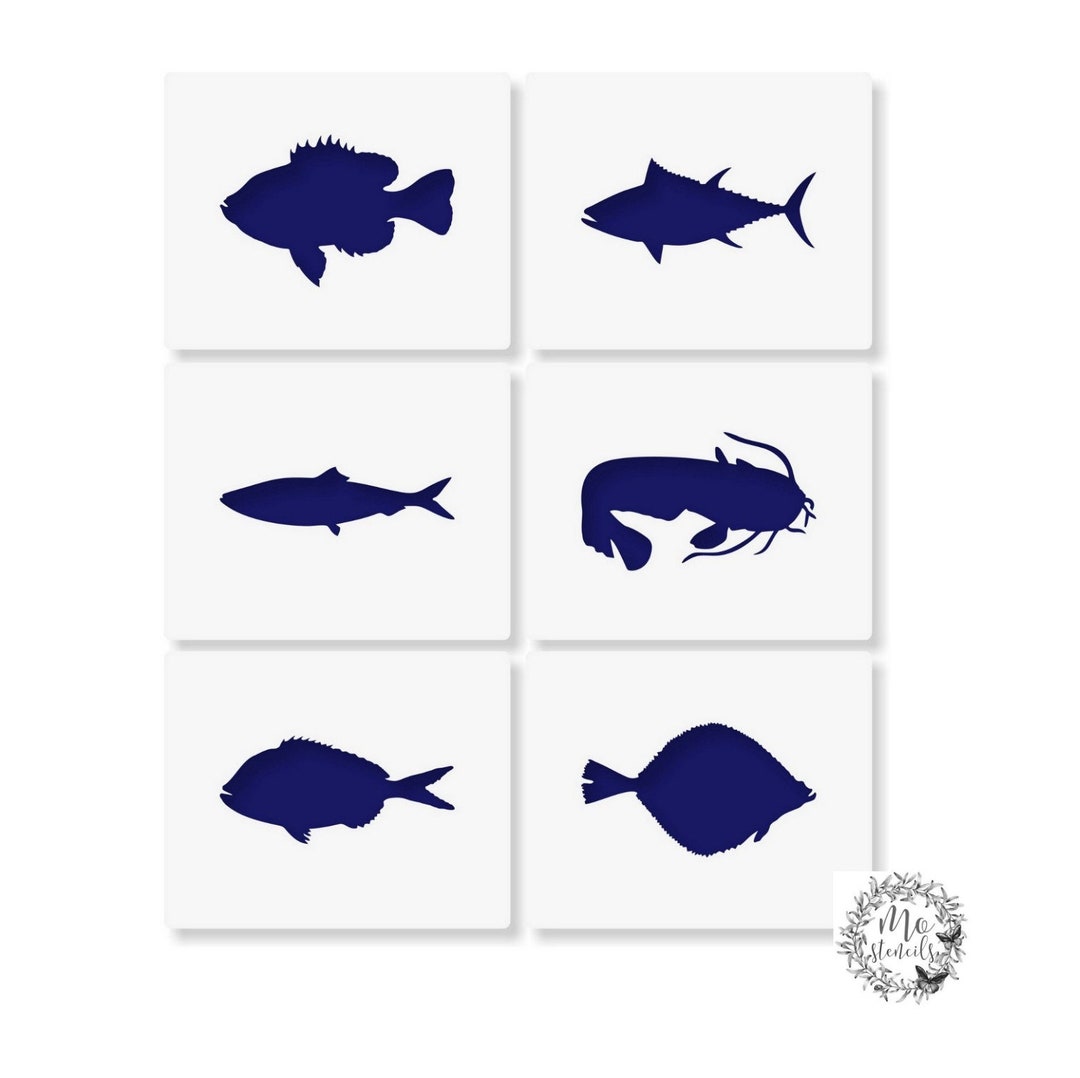Fish Silhouette Stencil 6pack Reusable - Etsy
