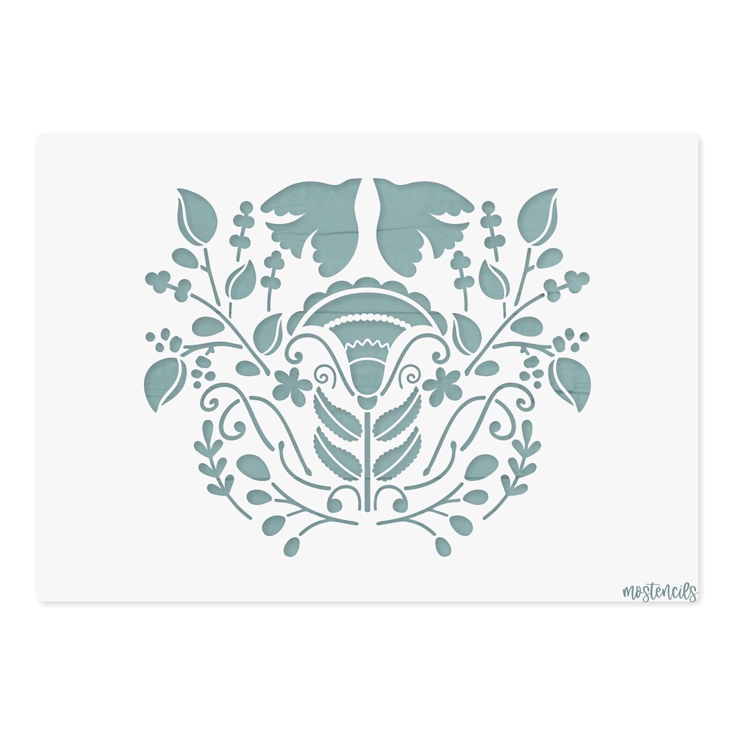 Pigeon Floral Stencil Reusable | Design Size 17X20 Cm - Etsy