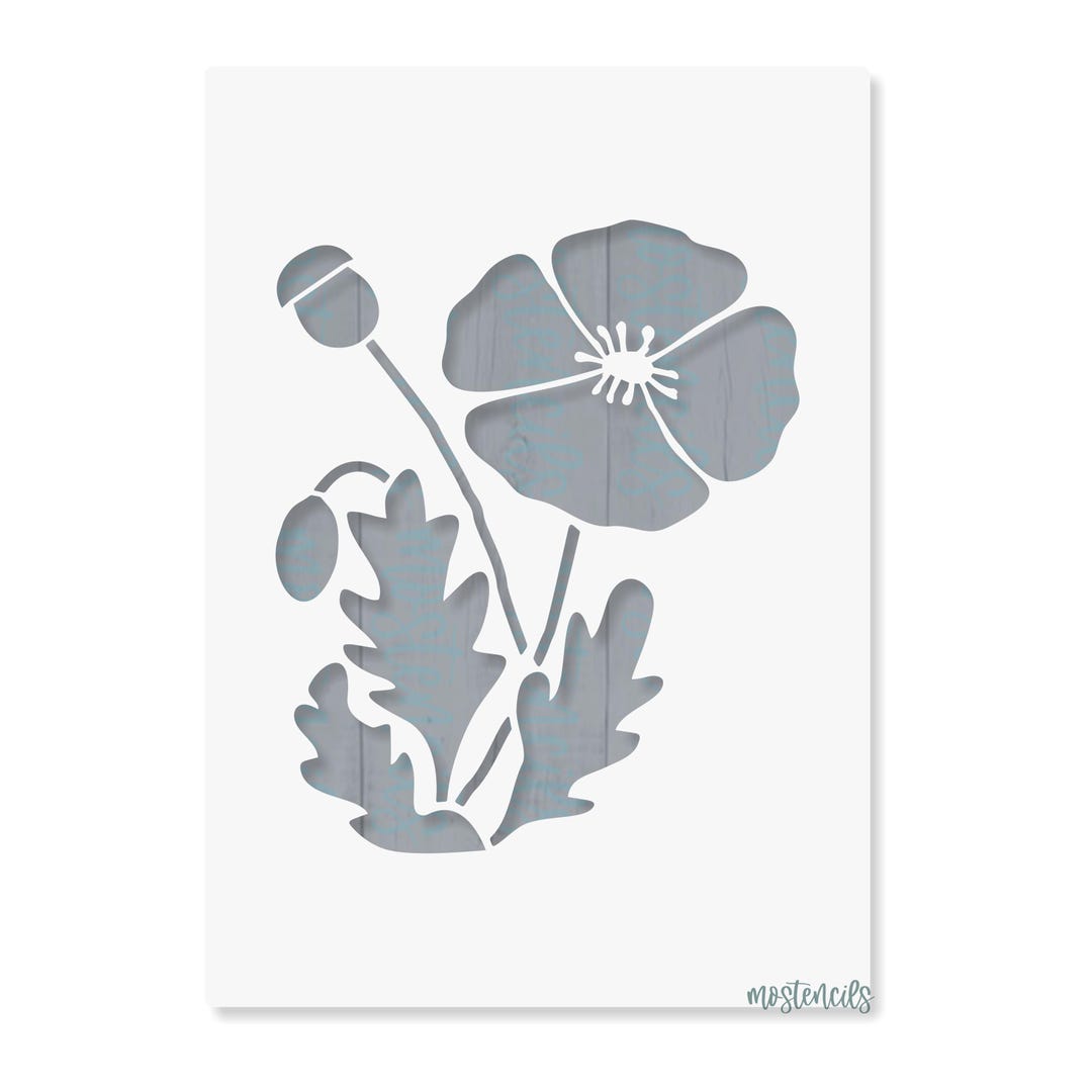 Flower Poppy Stencil Reusable Design Size 20X16.5 Cm - Etsy