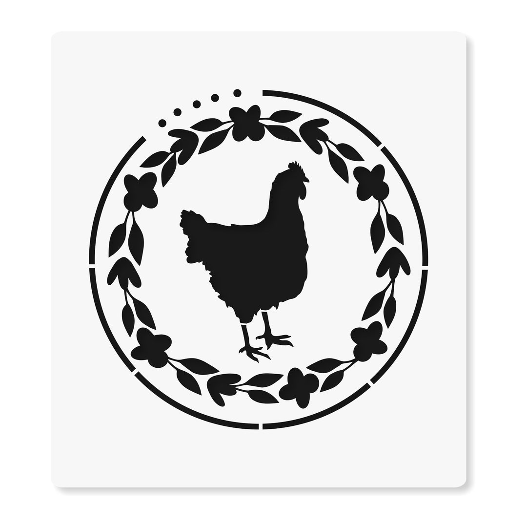 Hen in Flower Wreath Stencil - Etsy