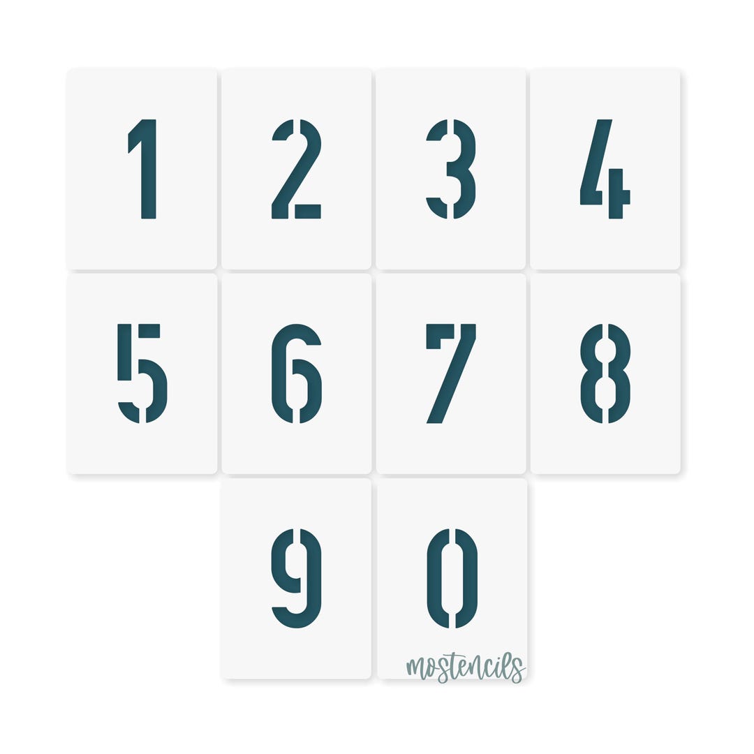 Number Stencil Set | Individual Digits 0 to 9 | Ten Mylar Stencils ...