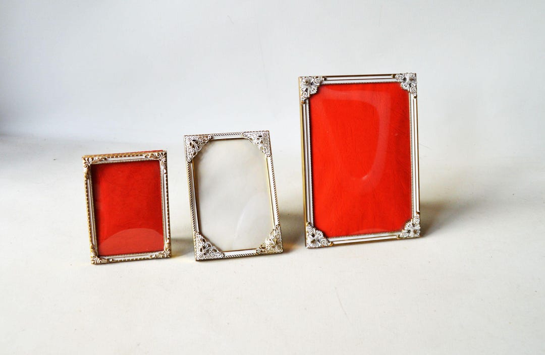 Rare Old Photo Frames in Brass With White and Curved Glass. F - Etsy