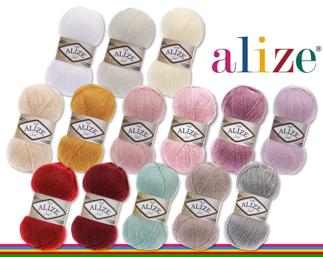 Alize 3 X 100 G Sal Sim Effect Yarn Glitter Polyacrylic Metallic ...