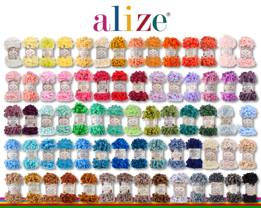 Alize 3 X 100 G Puffy Chenille Yarn Loop Wool Finger Knitting Baby ...