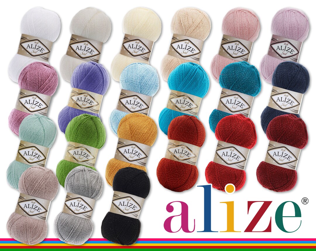 Alize 100 G Sal Sim Effect Yarn Glitter Polyacrylic Metallic Knitting ...