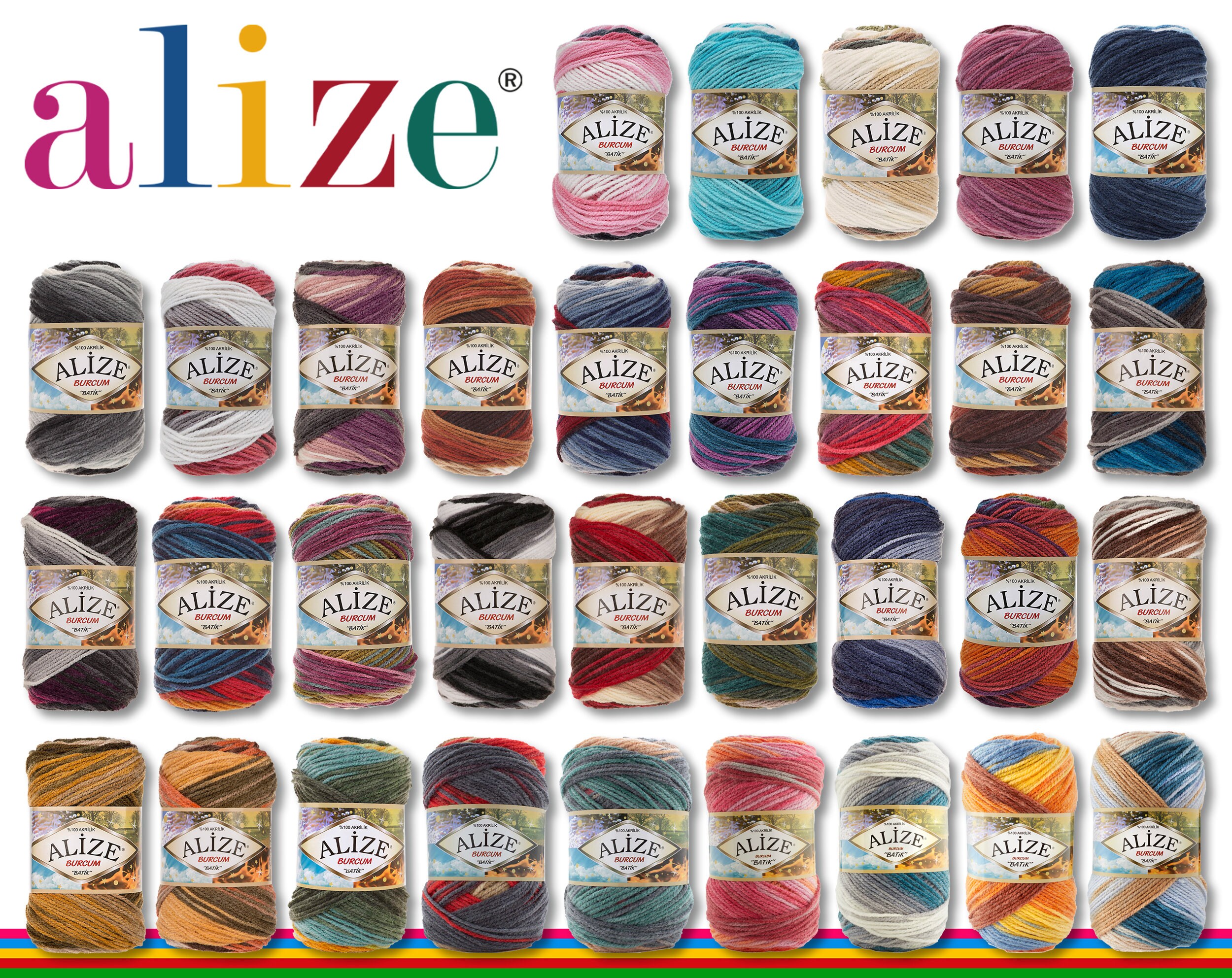 Alize 3 X 100g Burcum Batik Yarn Wool With Gradient 100% - Etsy Israel