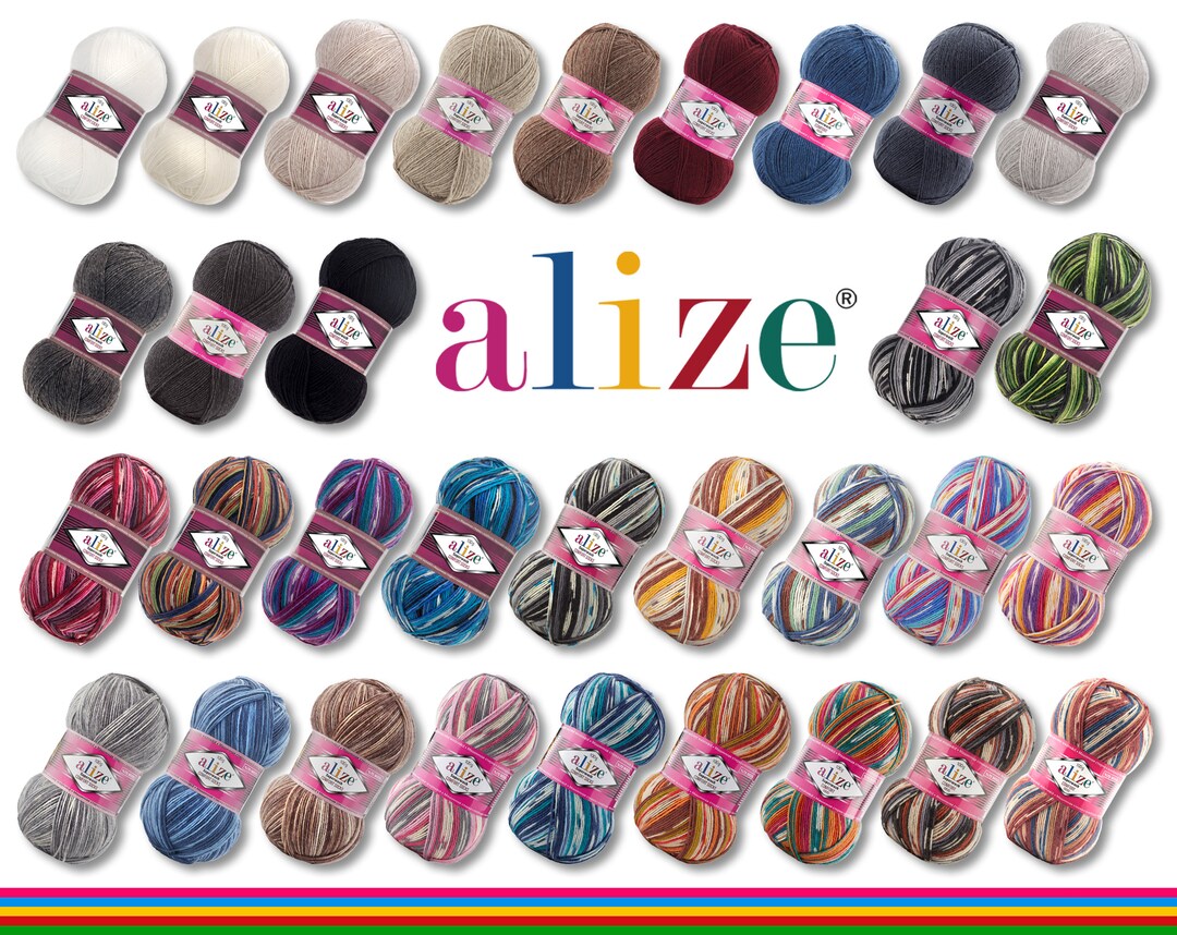 Alize 5 X 100 G Superwash Comfort Socks Sock Yarn Plain and Gradient 32 ...