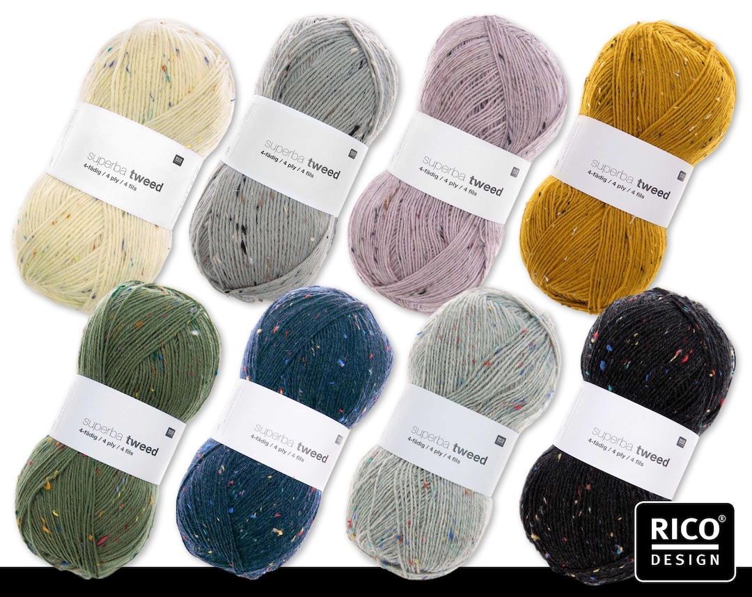 Rico Design 100 G Superba Tweed 4-ply Knitting Crochet Wool Yarn Sock ...