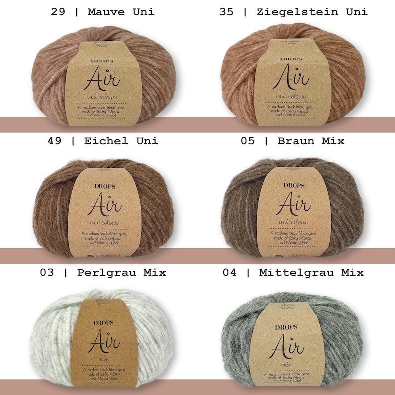 Drops 50g Air Baby Alpaca Merino Wool Knitting Yarn Solid Mix 50 Colors ...