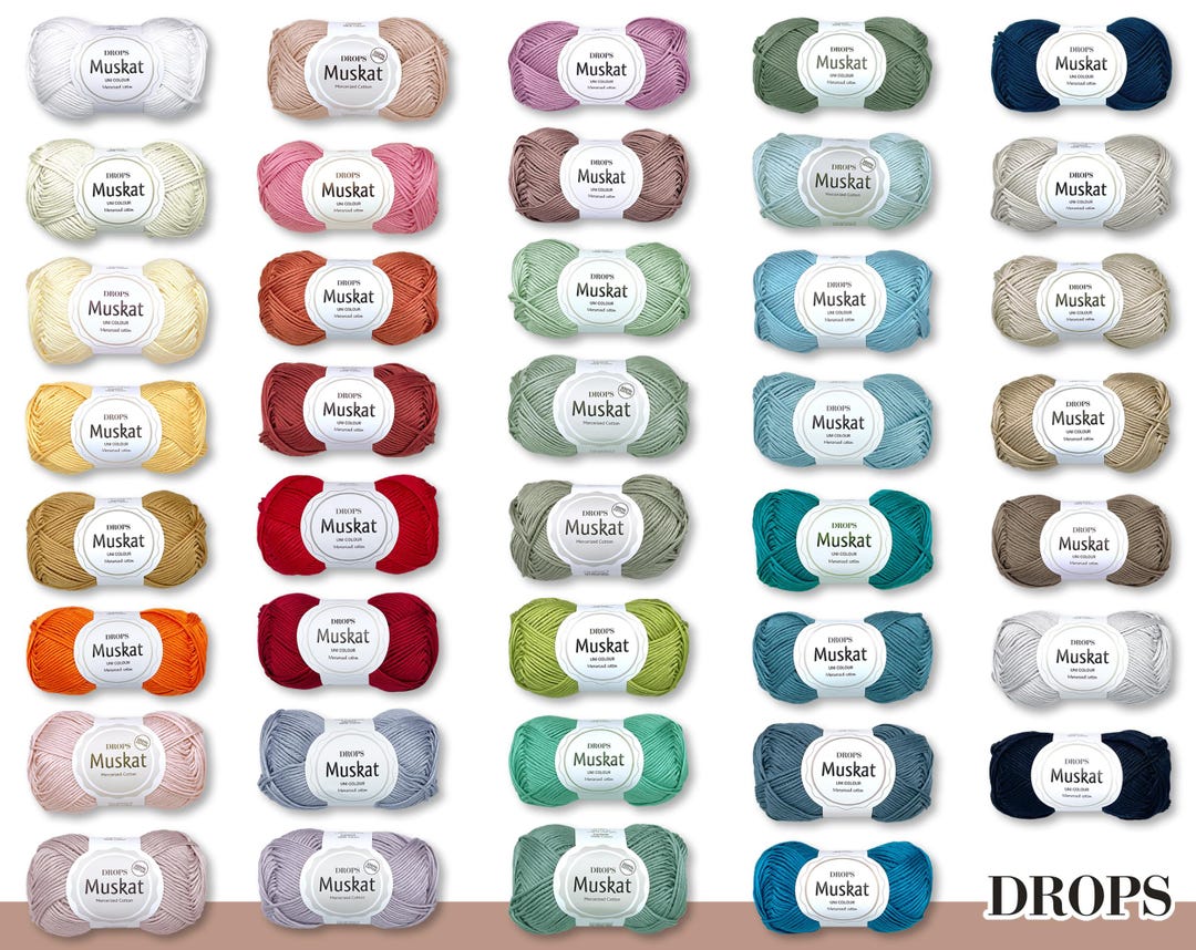 Drops 50 G Muskat Wool Yarn Knitting Crochet Cotton Mercerized Oeko-tex ...