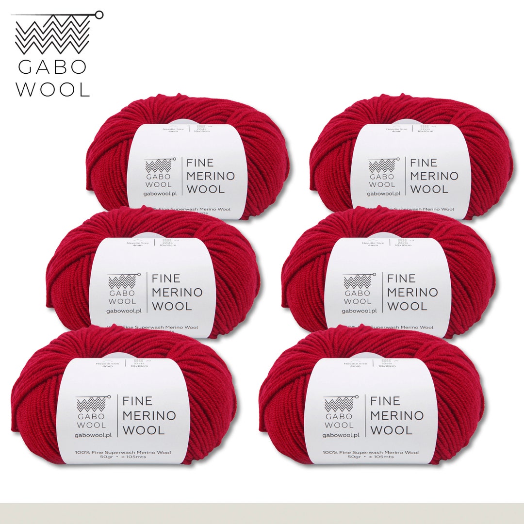 Gabo Wool 6 X 50 G Fine Merino Wool Fine Merino Wool Red RJ6569 - Etsy