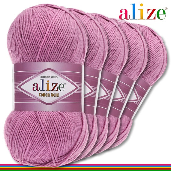 Craft Supplies & Tools Powder pink 393 Alize 3 x 100 g Cotton Gold ...