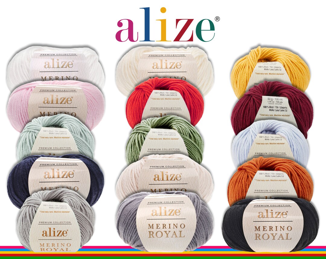 Alize 10 X 50 G Merino Royal 100% Merino Wool Wool Yarn Elegant Soft 15 ...