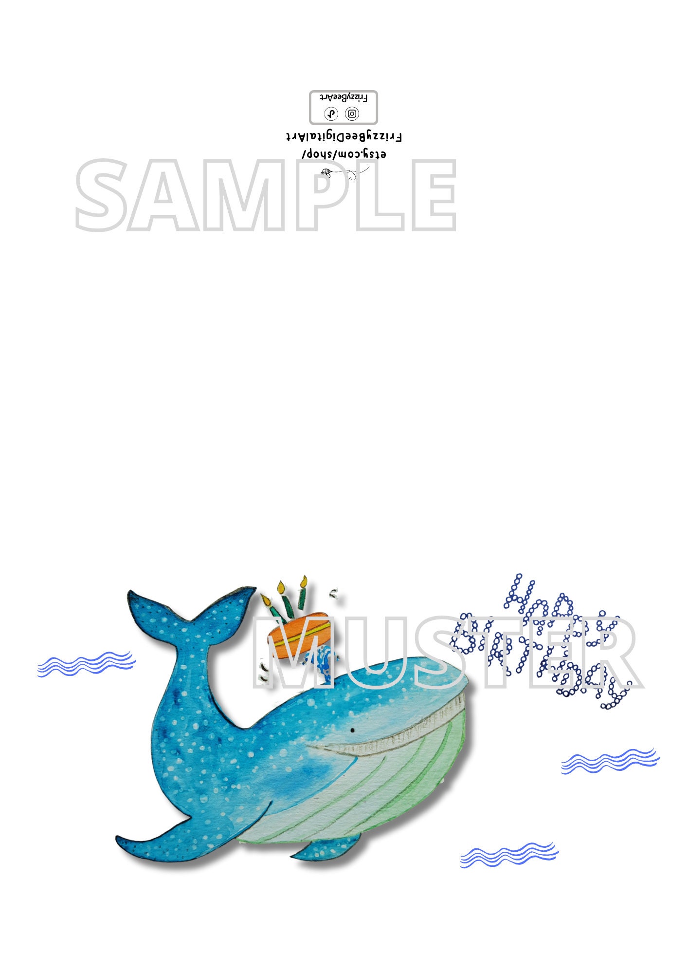 Printable Birthday Card Whale - Happy Birthday Whale - Printable ...