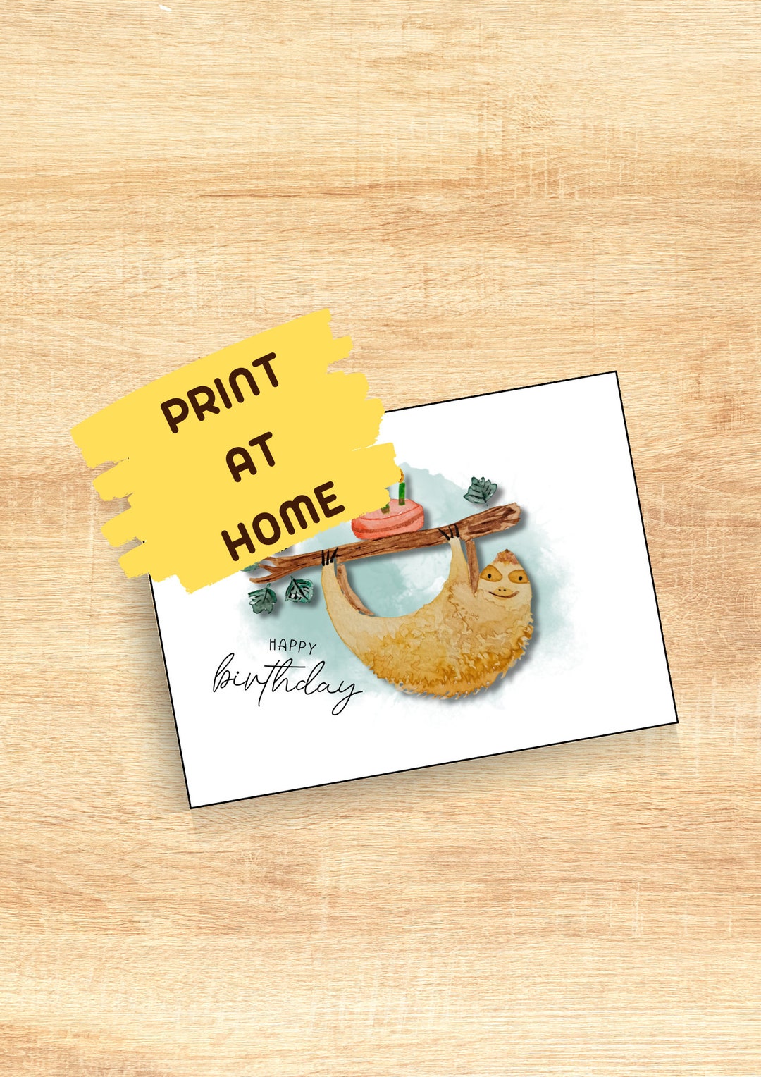 Printable Birthday Card Sloth - Happy Birthday Sloth - Printable ...