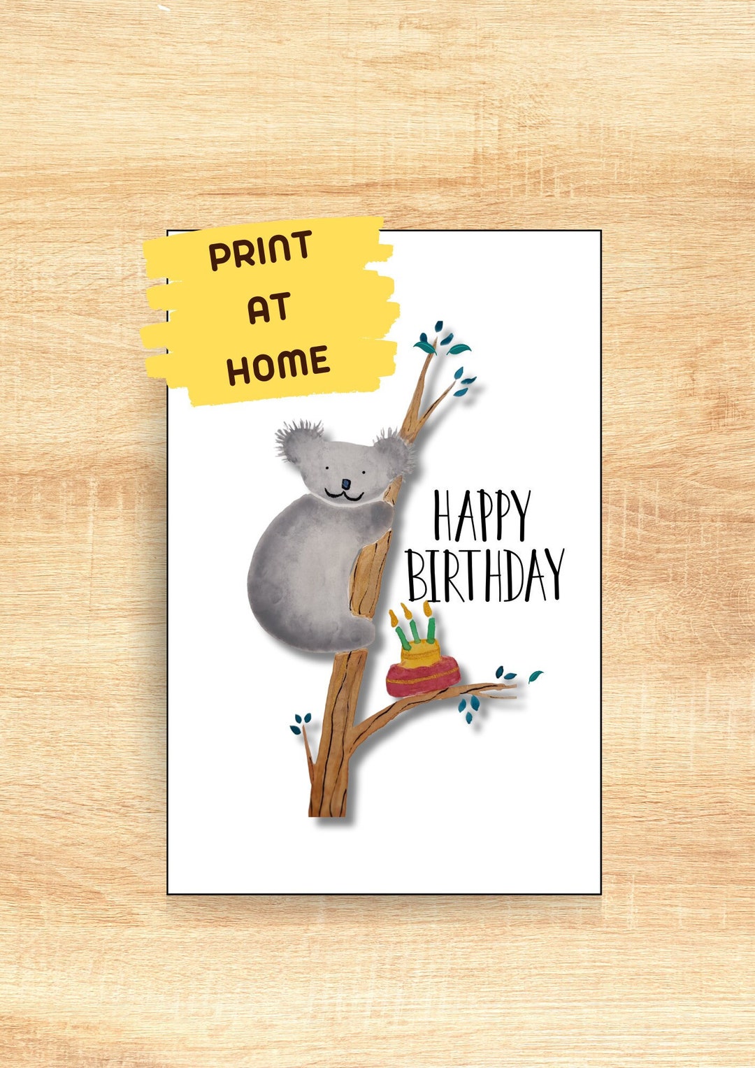 Printable Birthday Card Koala Happy Birthday Koala - Etsy