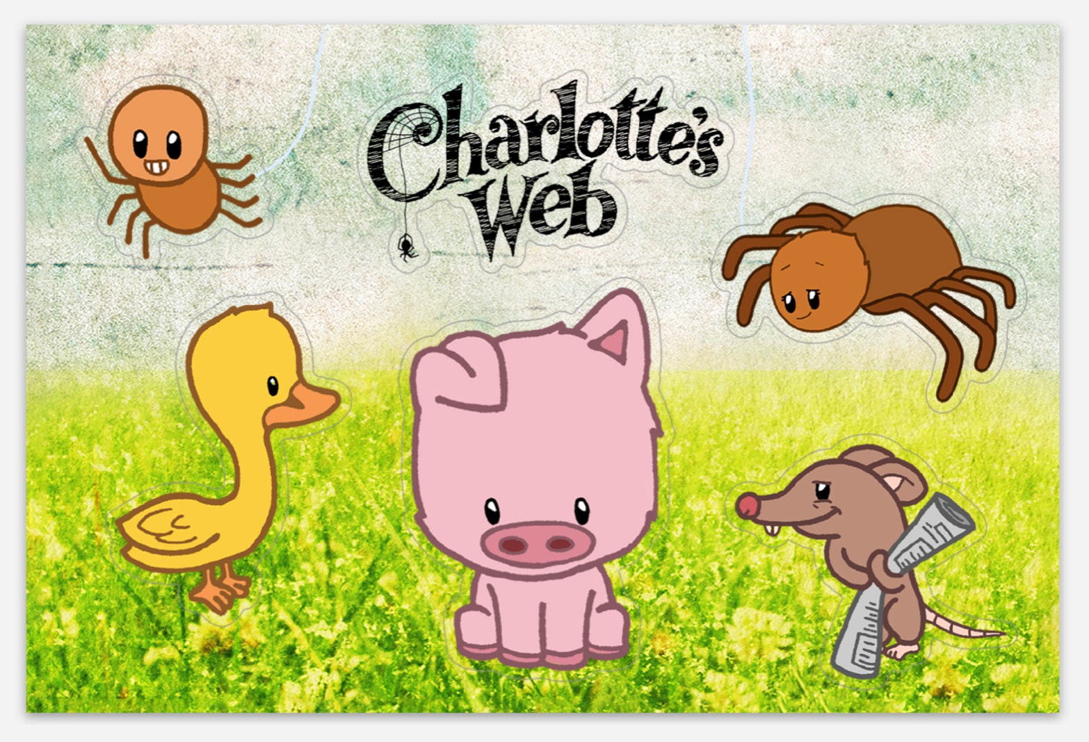 Charlotte's Web Inspired 4x6 Sticker Sheet 5 Characters Logo FREE ...