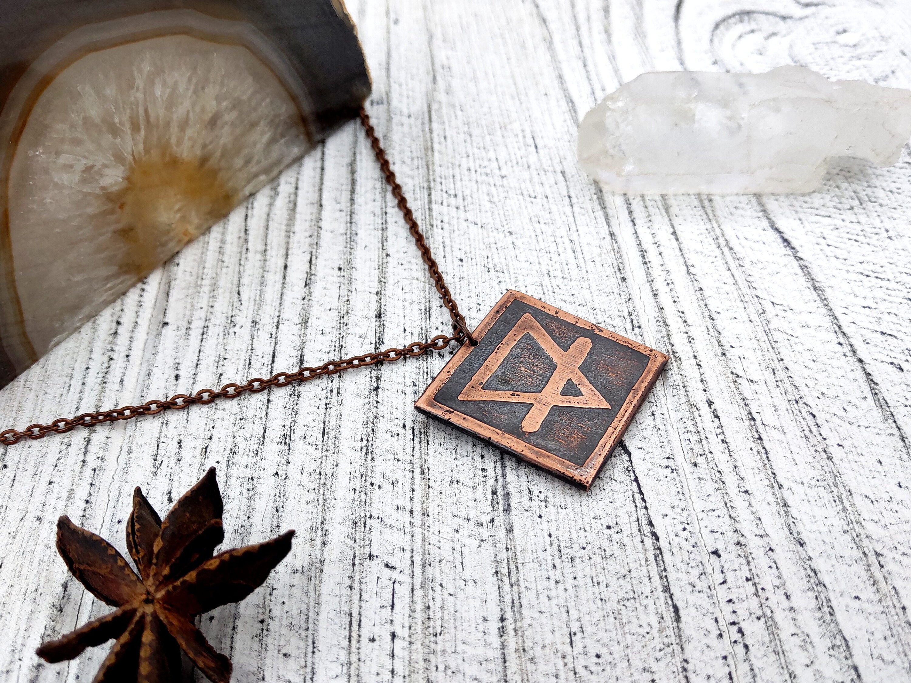 Alchemie aarde symbool ketting Koperen ketting Aarde | Etsy